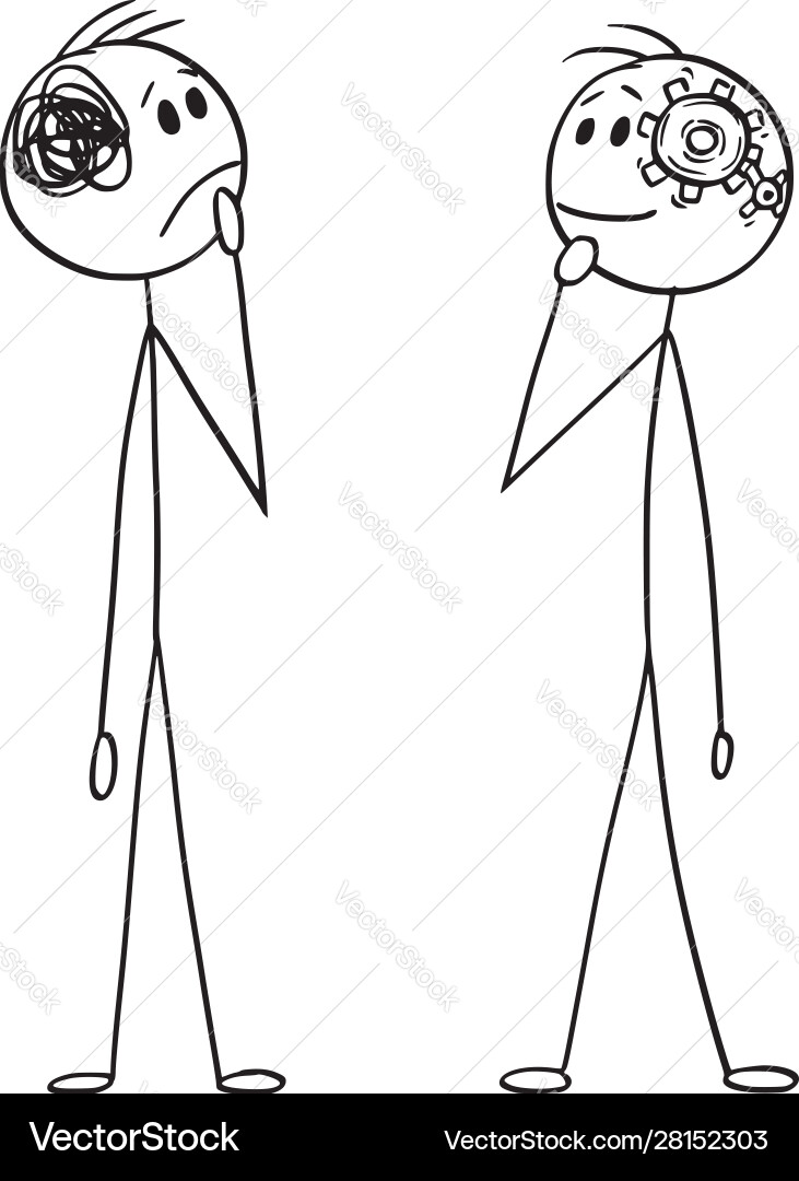 Cartoon two men or businessmen thinking Royalty Free Vector