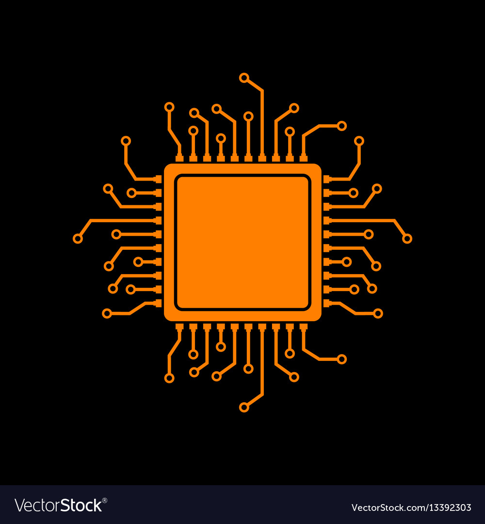 Cpu microprocessor orange icon on Royalty Free Vector Image
