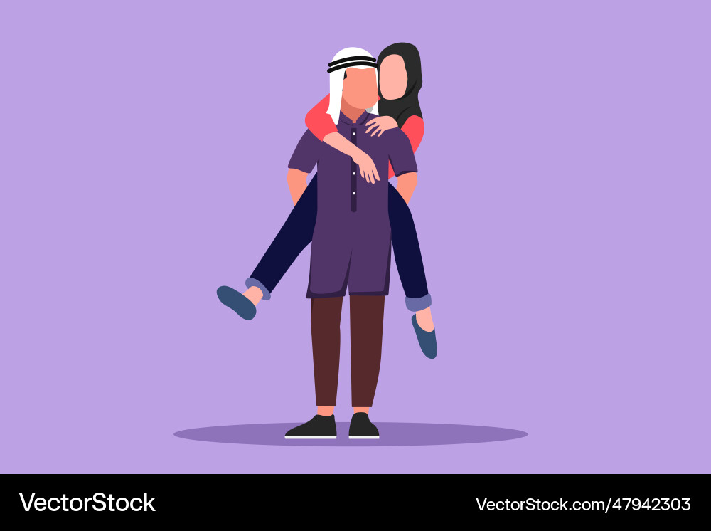 Graphic flat design drawing happy man carrying Vector Image