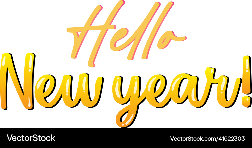 Hello new year poster design in yellow Royalty Free Vector