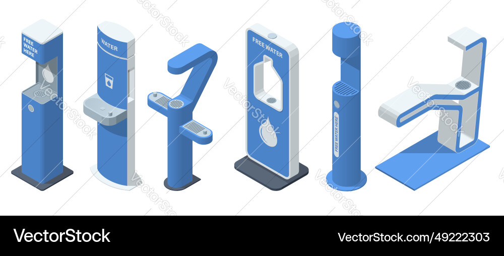 Isometric drinking water filling station refill Vector Image