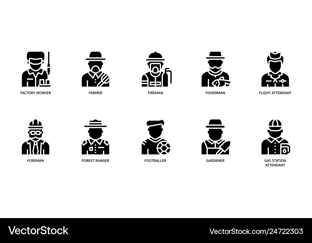 Jobs and occupations icons set Royalty Free Vector Image