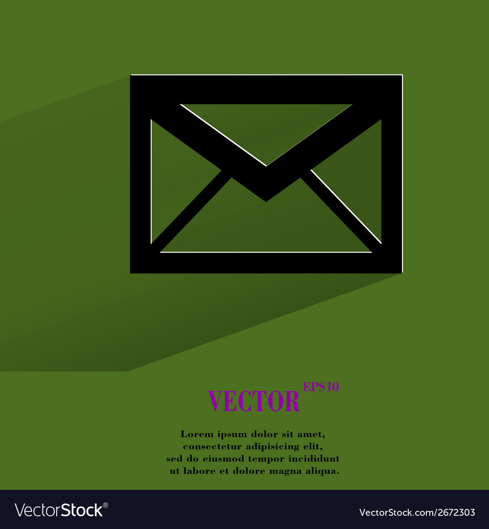 Mail envelope flat modern web button with long Vector Image