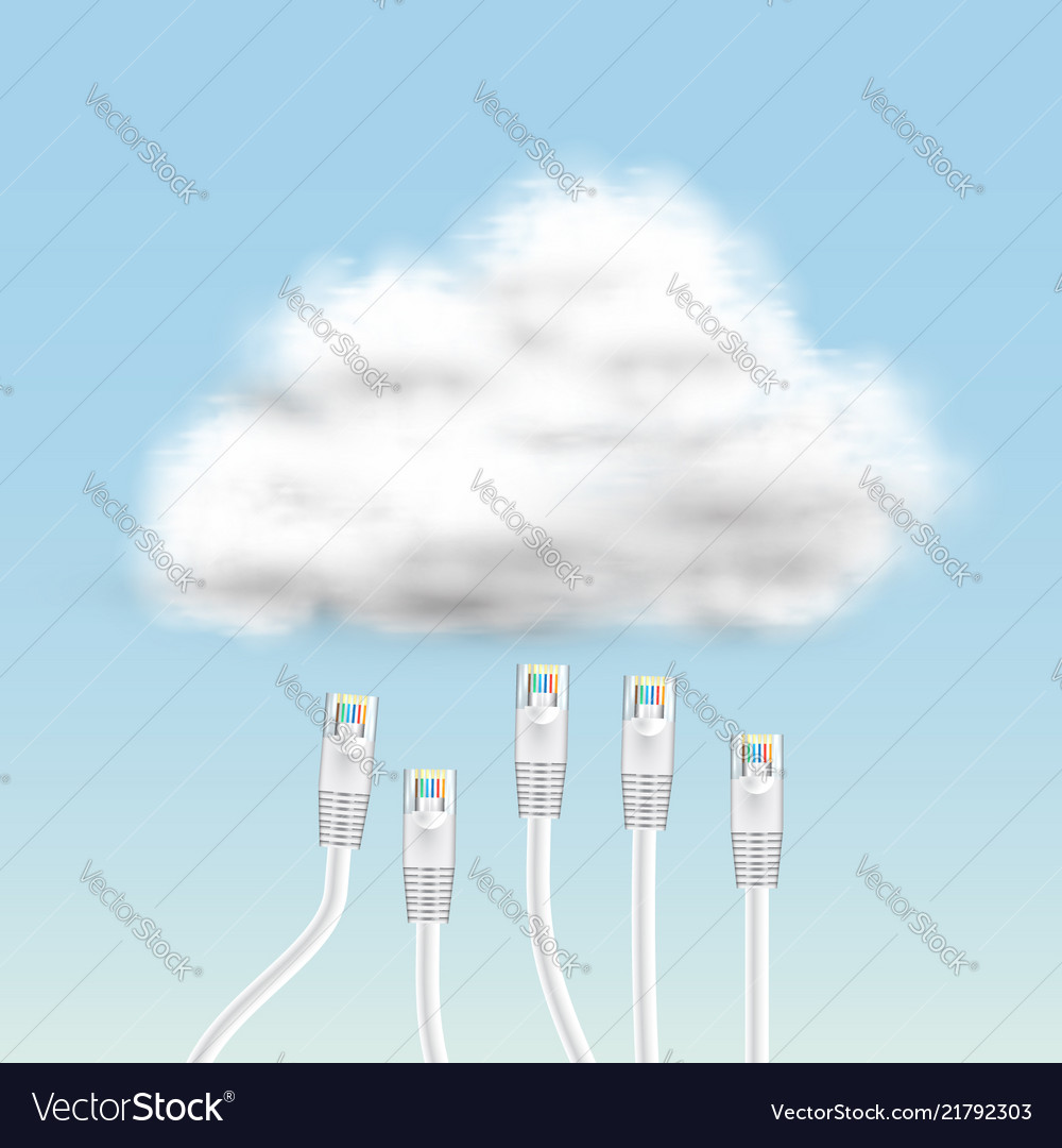 Multiple connection to cloud Royalty Free Vector Image