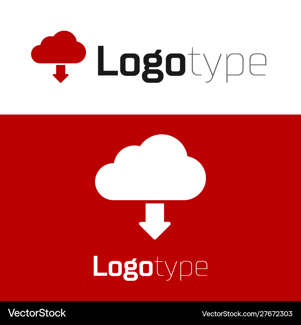 Red cloud download icon isolated on white Vector Image