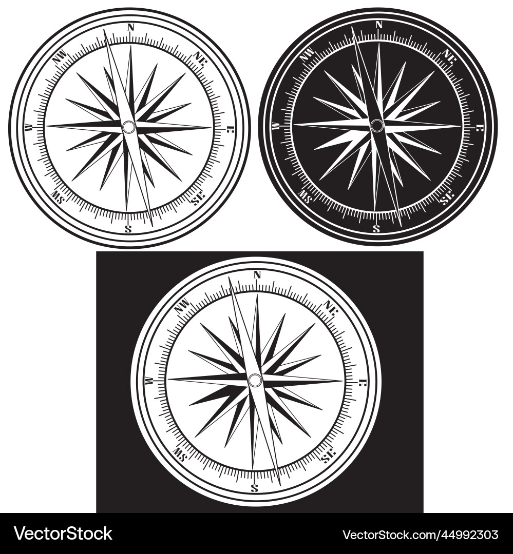 Set of realistic compass isolated on white Vector Image