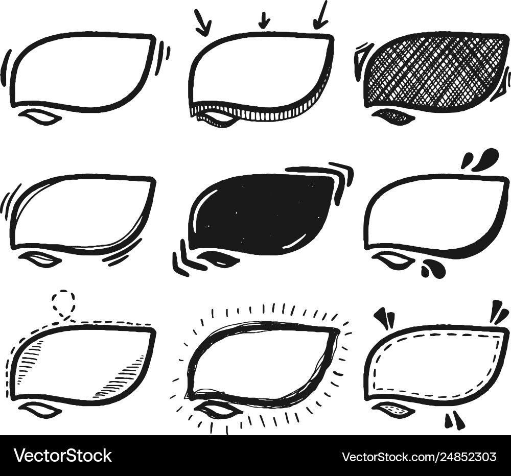 Thoughts bubbles hand drawn set Royalty Free Vector Image