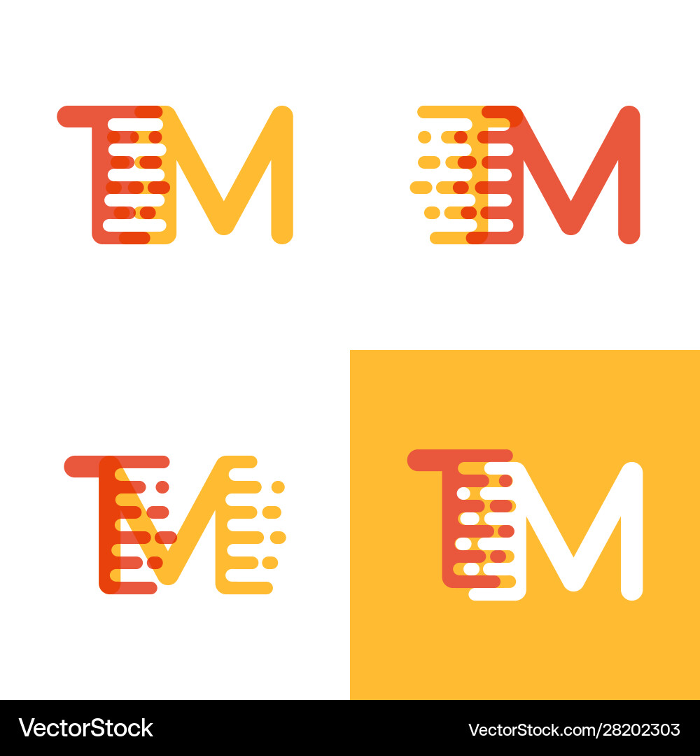 Tm letters logo with accent speed soft orange Vector Image