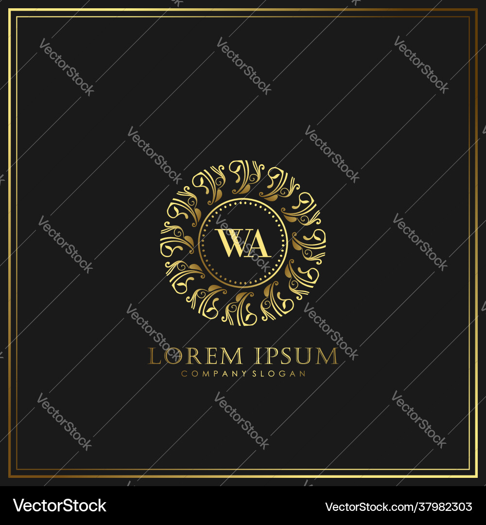 Wa initial letter luxury logo template in art Vector Image