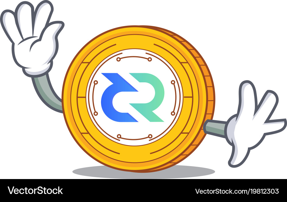 Waving decred coin character cartoon Royalty Free Vector