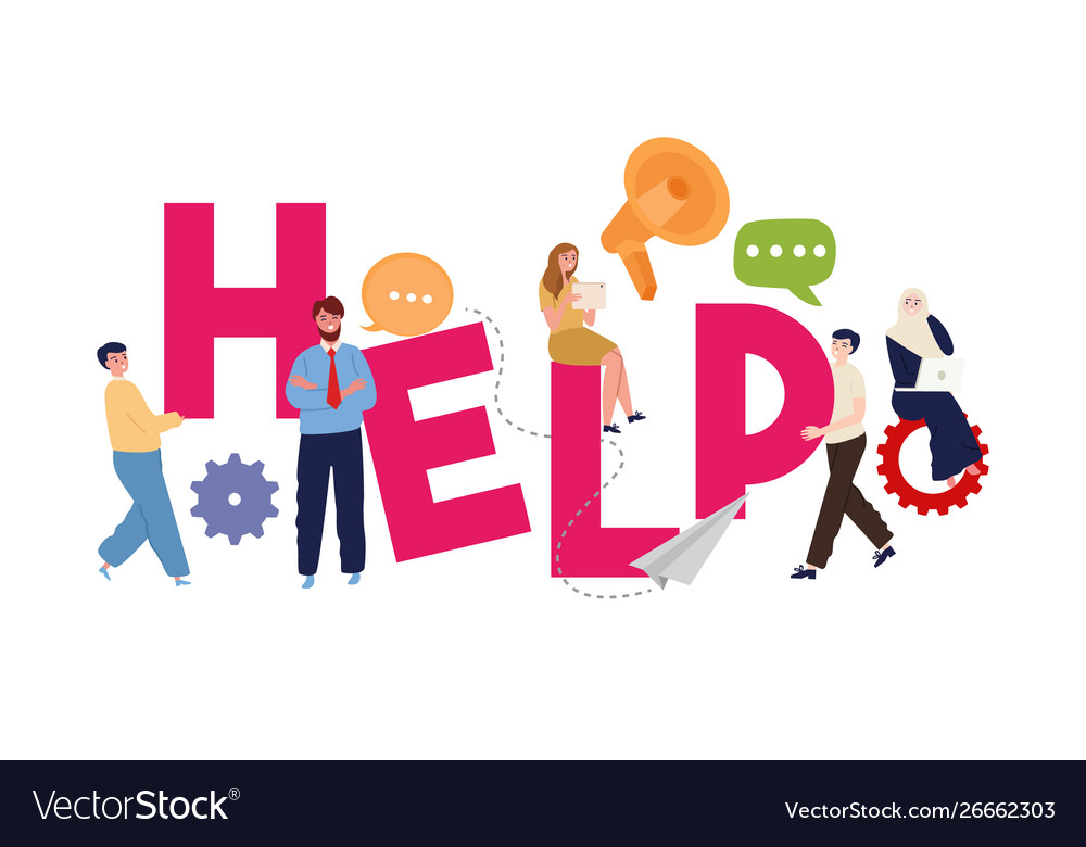 Word help banner with text colored Royalty Free Vector Image