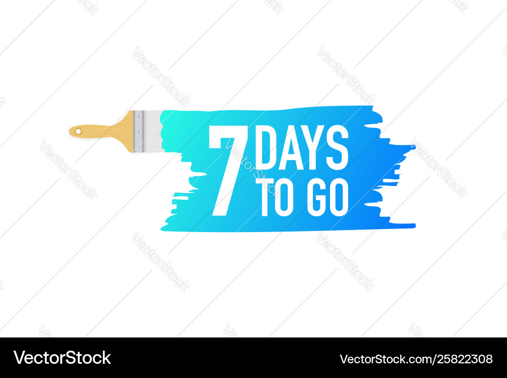 Banner with brushes paints - 7 days to go Vector Image