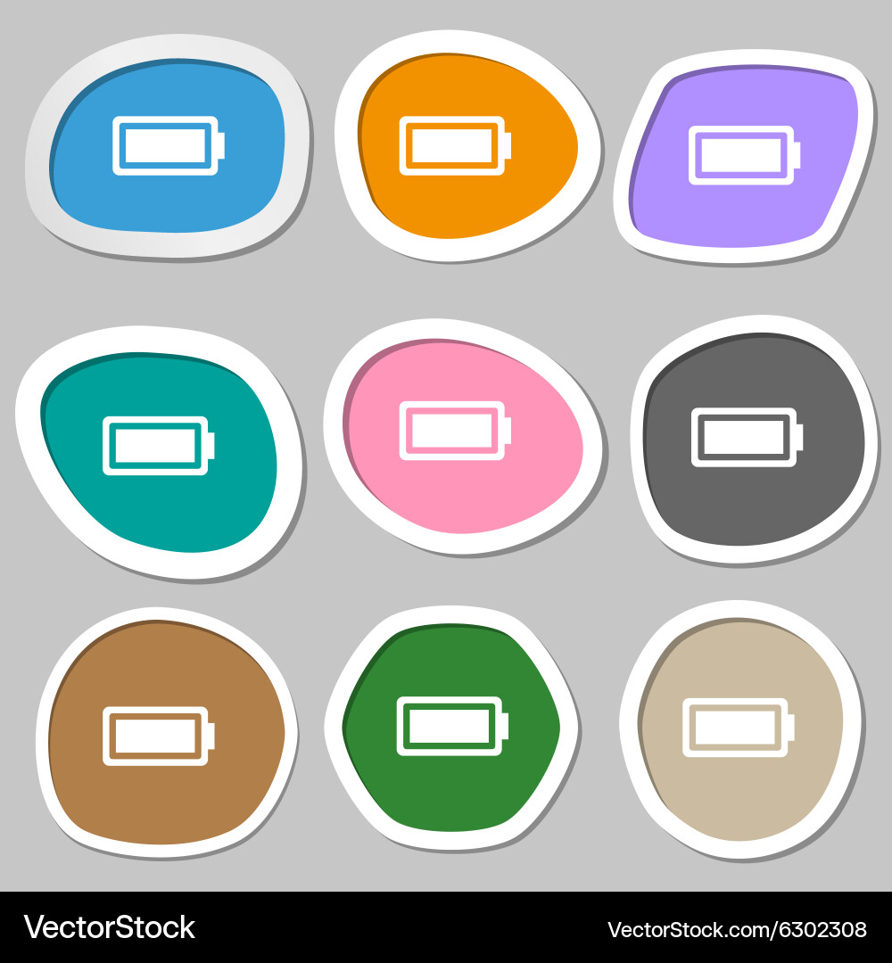 Battery fully charged icon symbols multicolored Vector Image