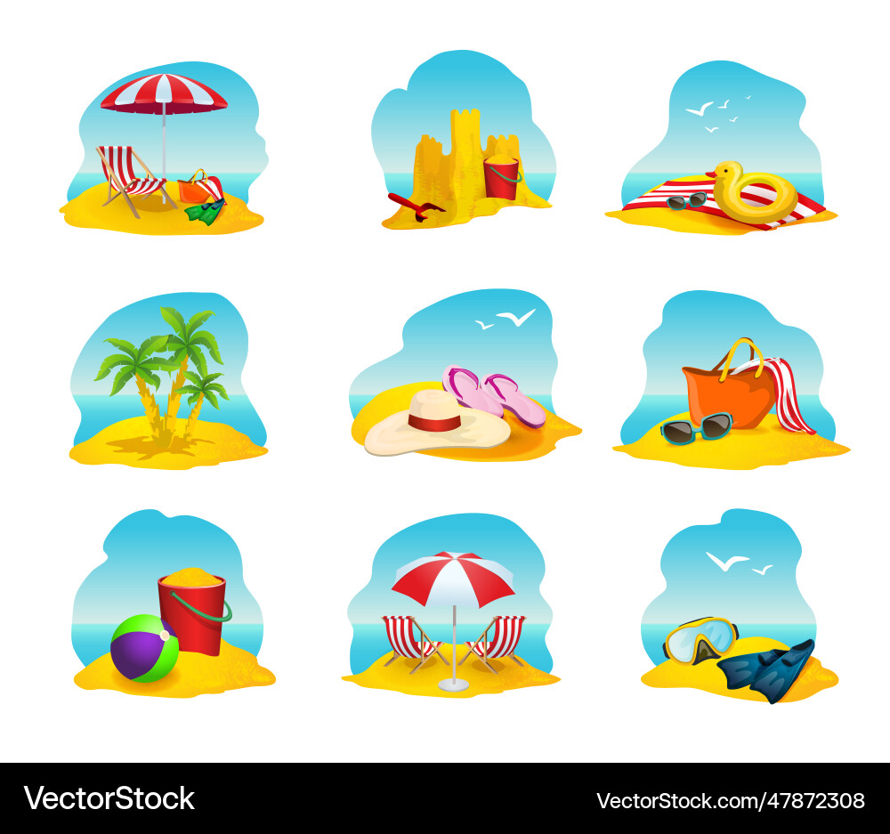 Beach icons set beach icons set Royalty Free Vector Image
