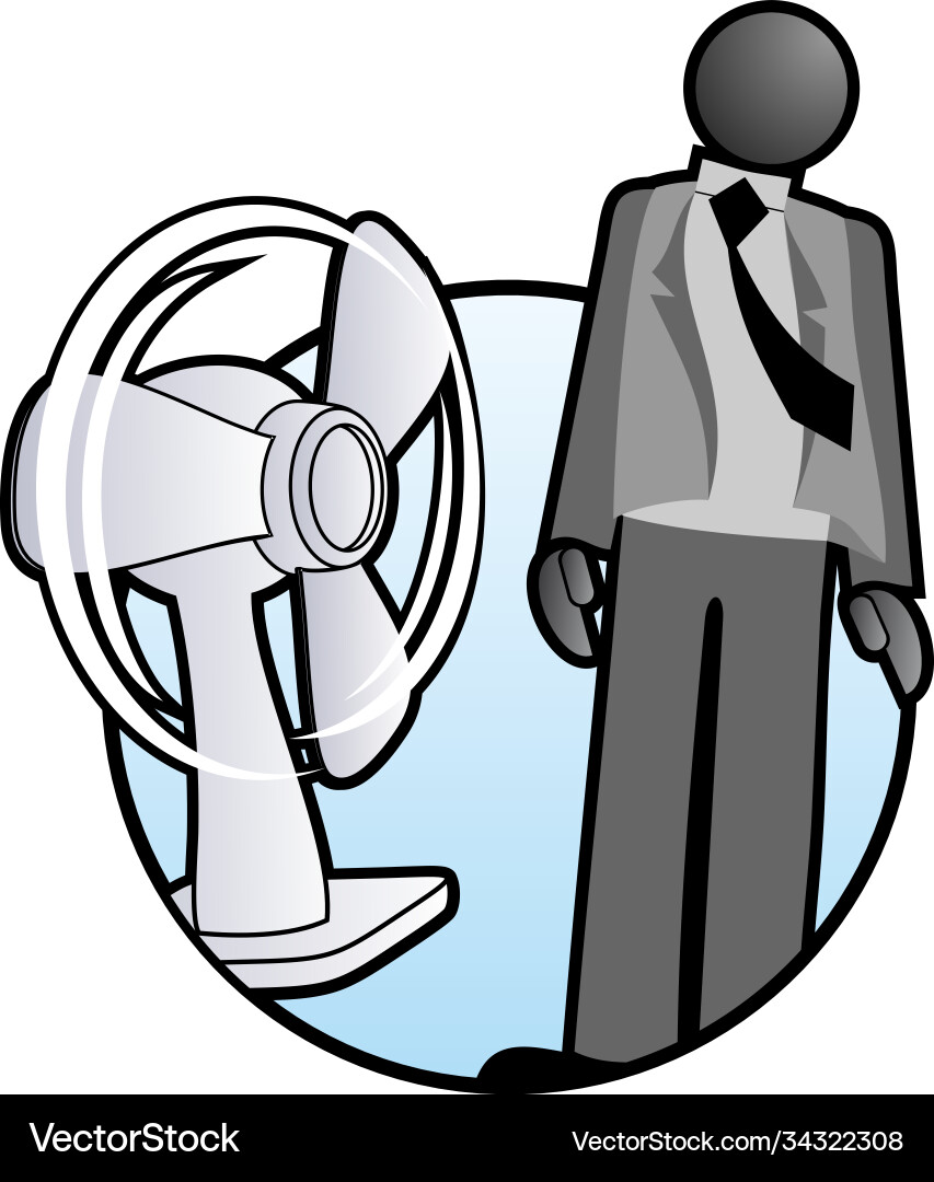 Business man and fan Royalty Free Vector Image