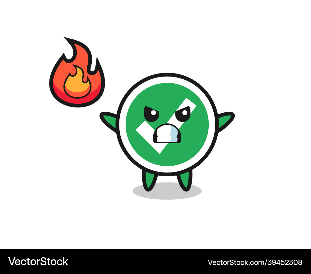 Check mark character cartoon with angry gesture Vector Image