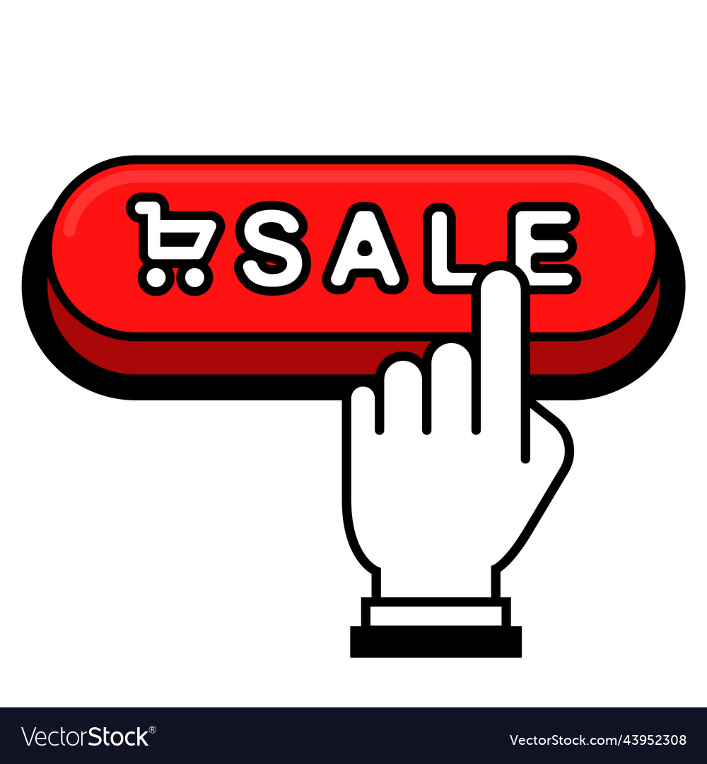 Cursor clicks on the red button Royalty Free Vector Image