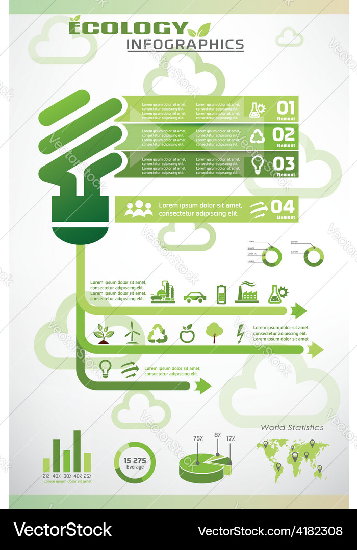 Ecology infographics icons collection Royalty Free Vector