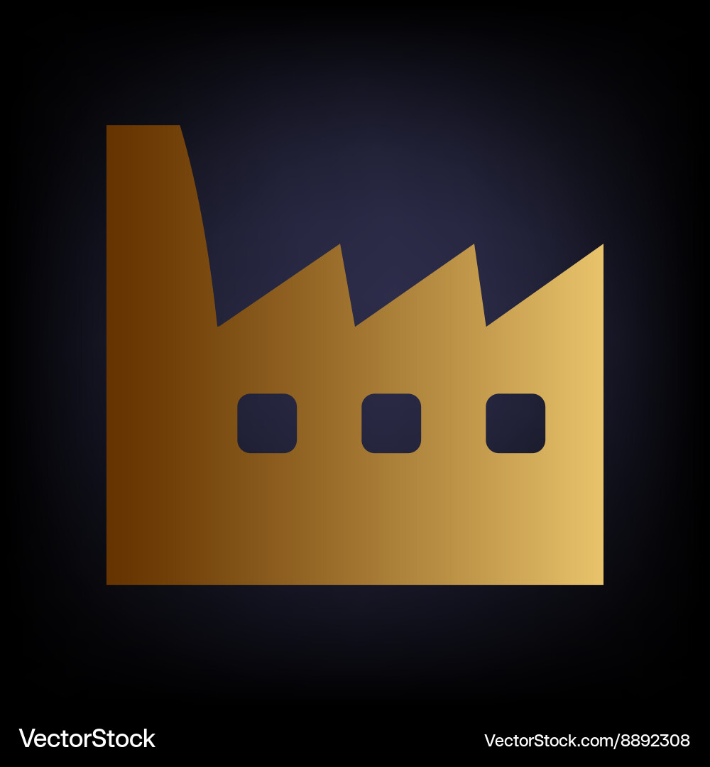 Factory sign golden style icon Royalty Free Vector Image