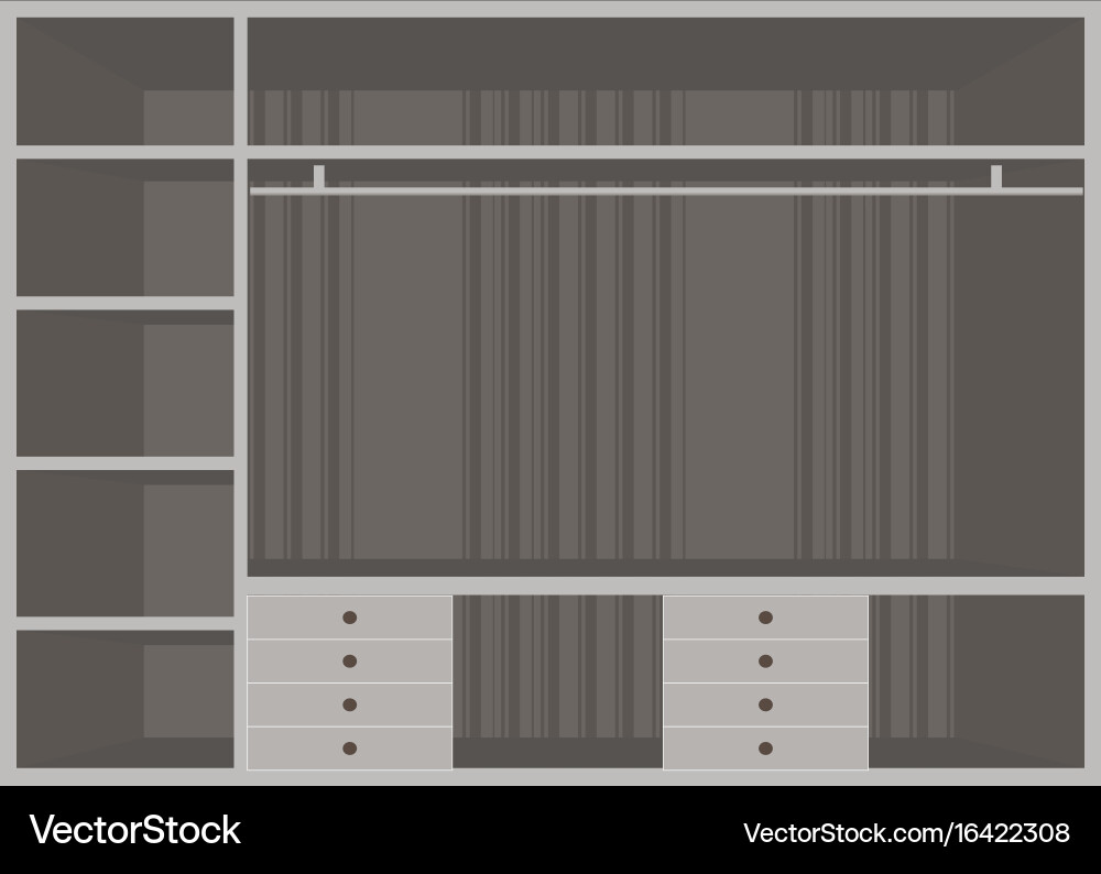 Flat design walk in closet with shelves Royalty Free Vector