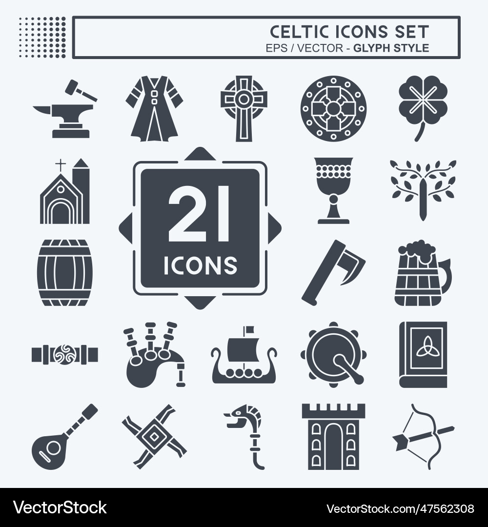 Icon set celtic related to celebration symbol Vector Image