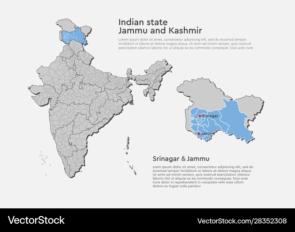 India country map jammu and kashmir state template