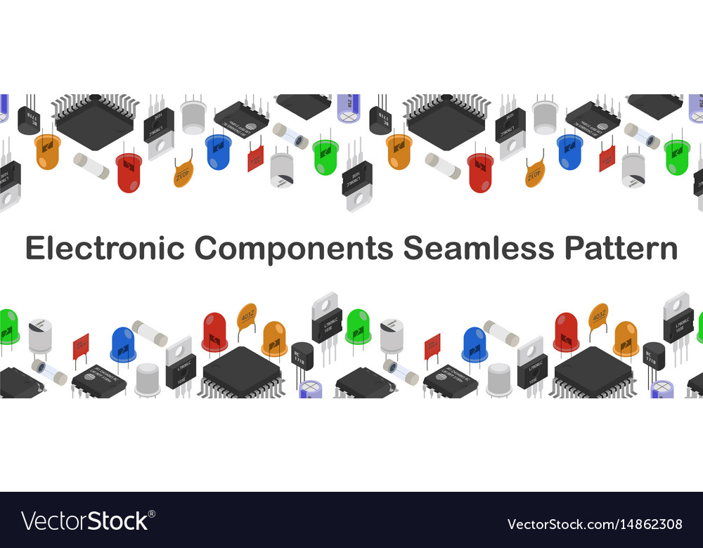 Isometric electronic components pattern Royalty Free Vector