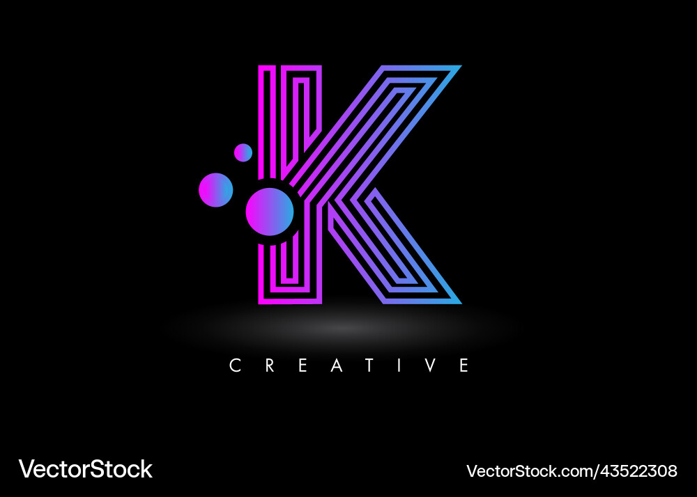 Purple lines k letter logo made Royalty Free Vector Image