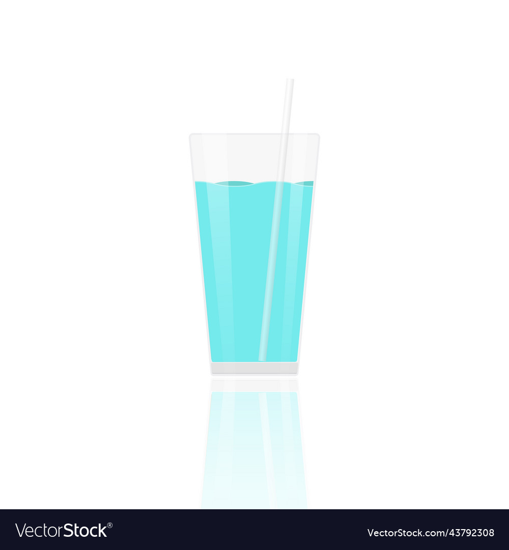 Realistic Glass Full Of Water Drink With Isolated Vector Image