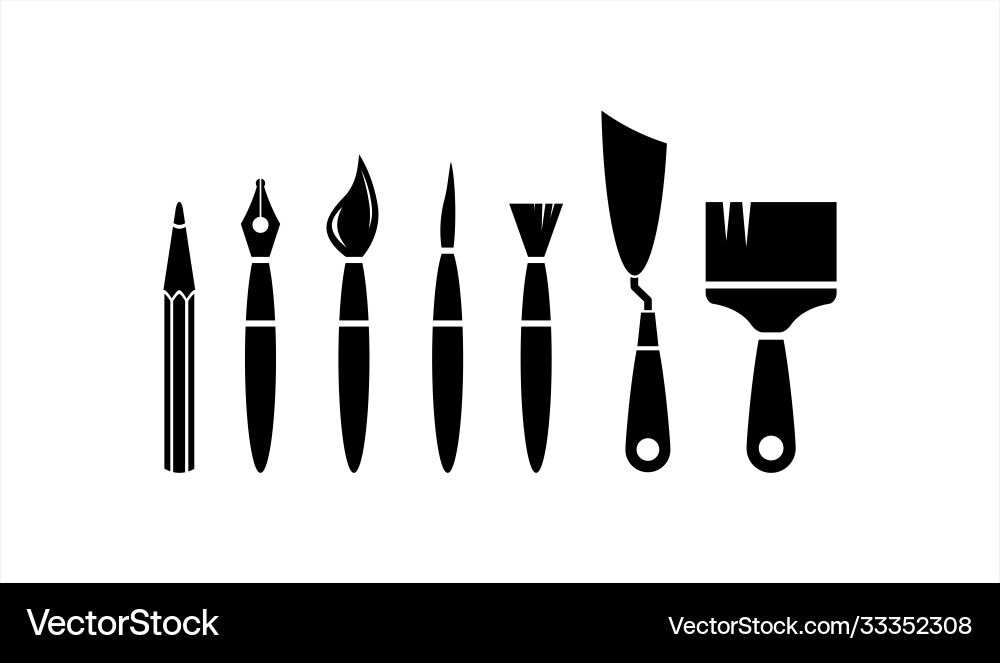 Set art icons isolated on white stencil Royalty Free Vector