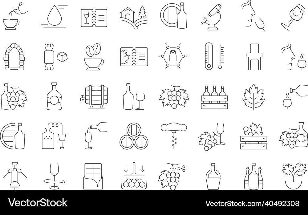 Set of linear icons cognac Royalty Free Vector Image