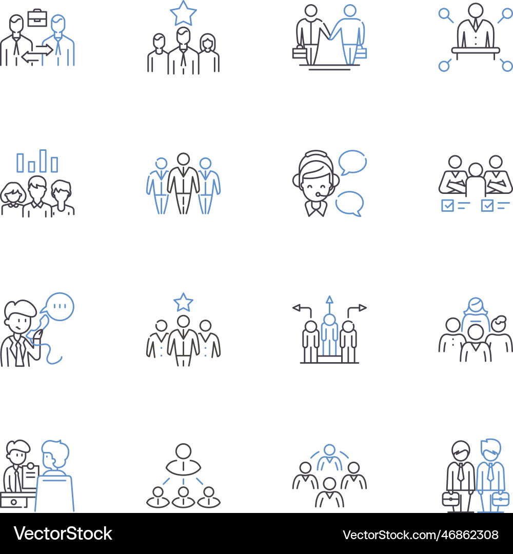 Synergy line icons collection collaboration Vector Image