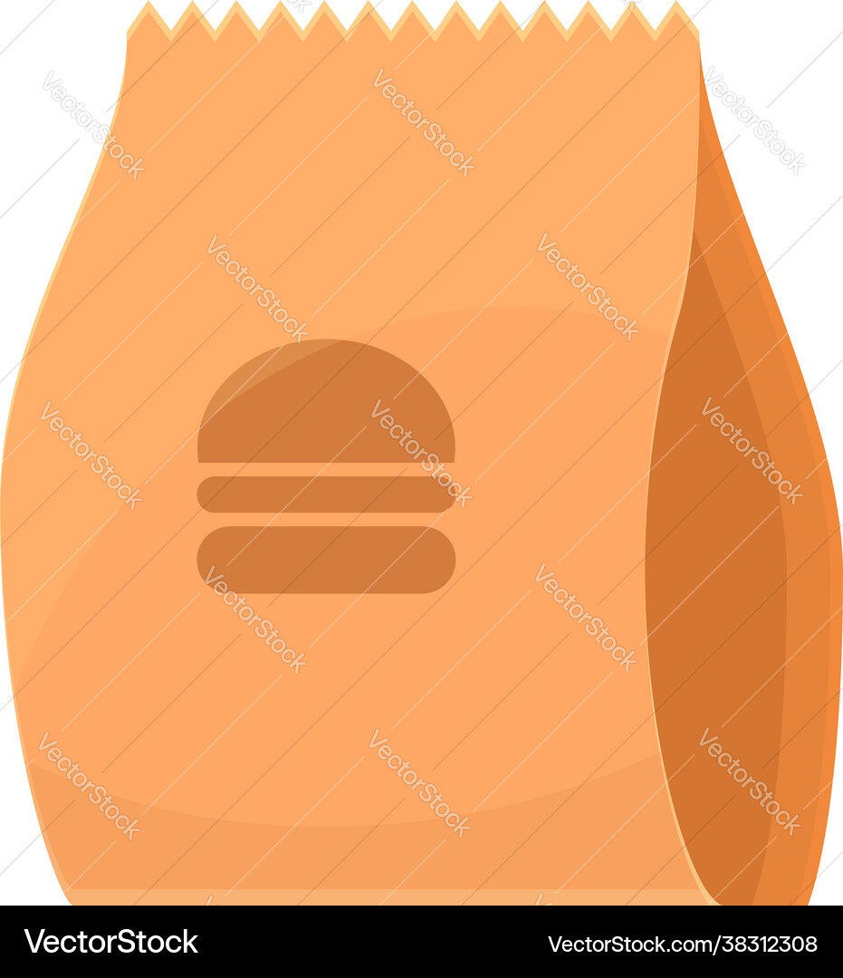 Takeaway burger bag icon cartoon style Royalty Free Vector