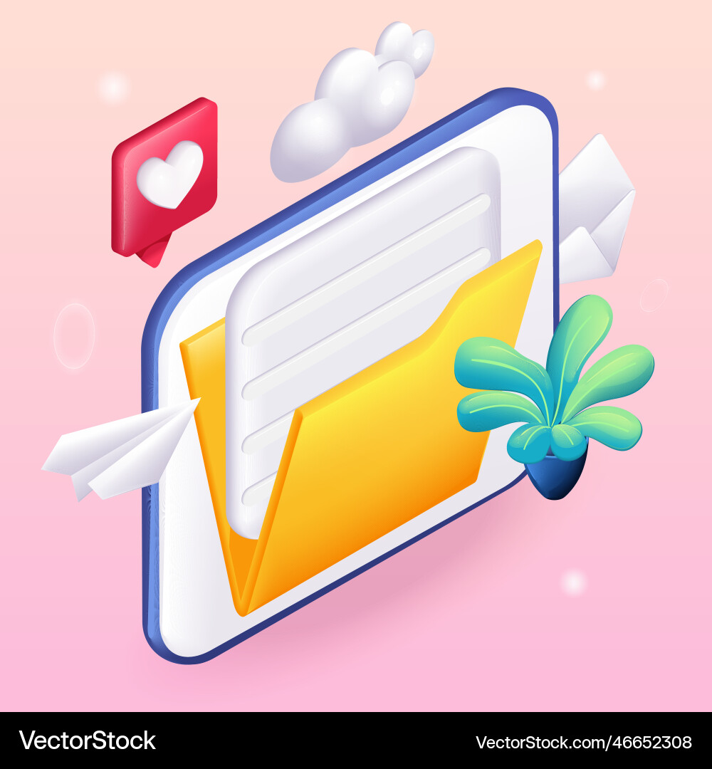 Trending 3d isometric cartoon icon file transfer Vector Image