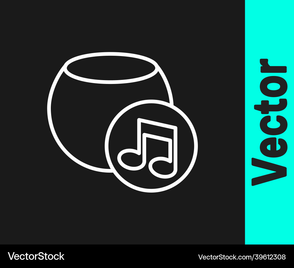 White line voice assistant icon isolated on black Vector Image