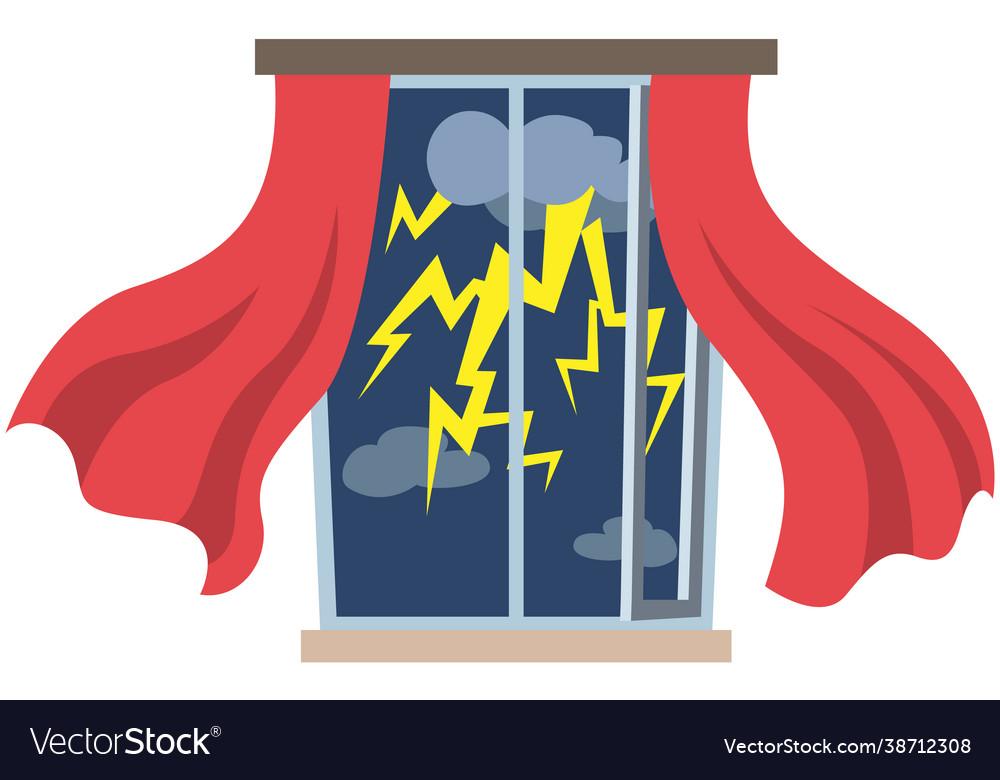 Wind rain thunder lightning outside window Vector Image Wind rain thunder lightning outside window Vector Image