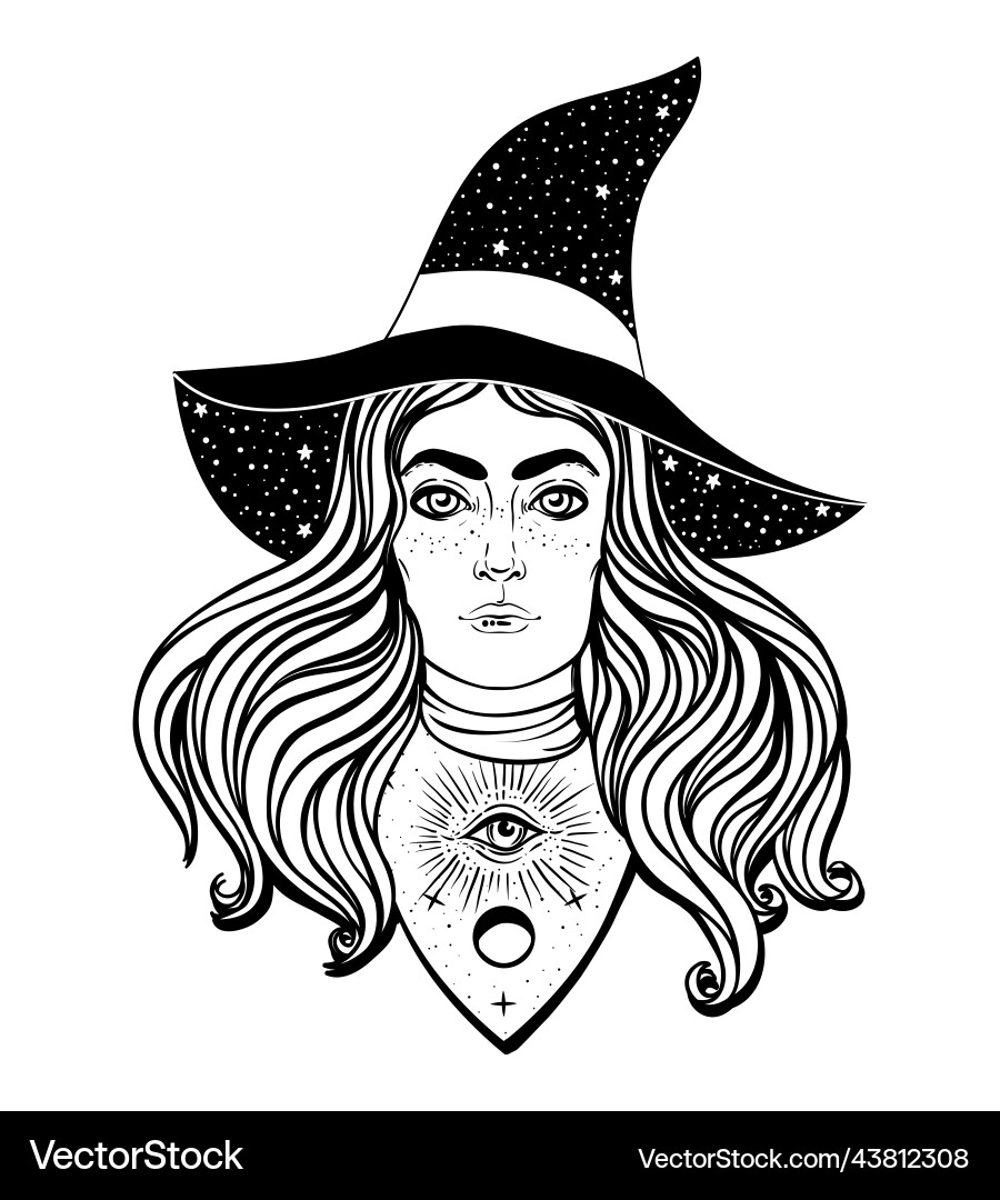 Young beautiful witch mystic character alchemy Vector Image