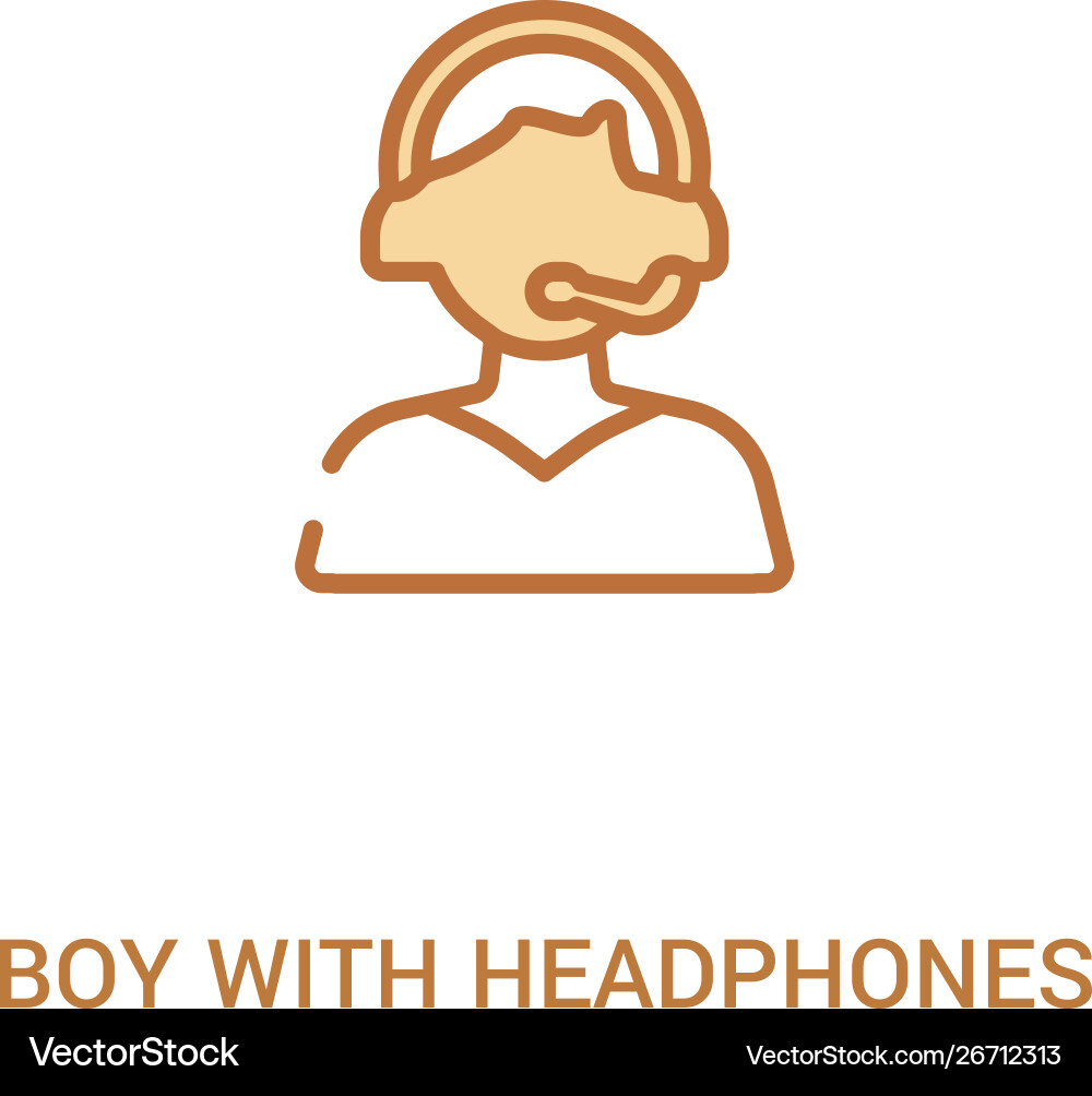 Boy with headphones concept 2 colored icon simple Vector Image