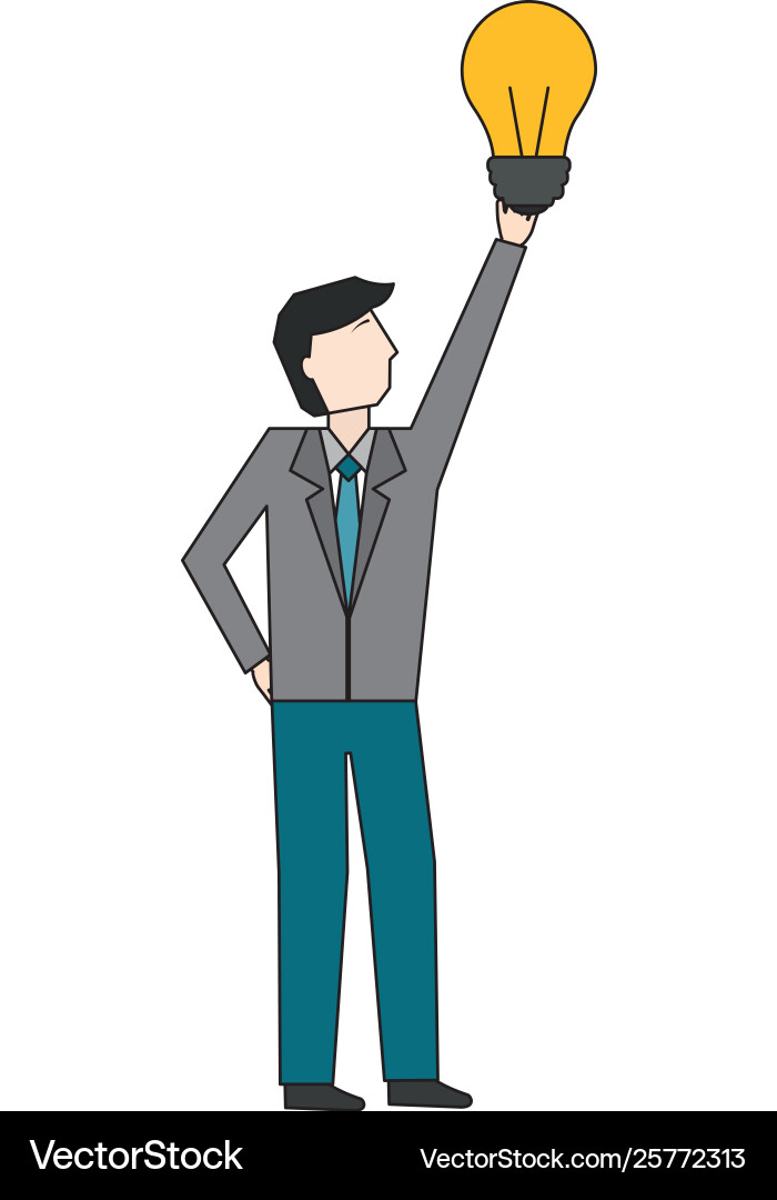 Businessman with light bulb avatar character Vector Image