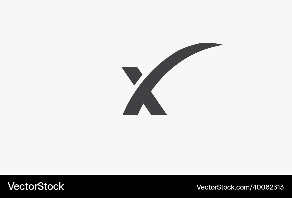 Curved x letter logo isolated on white background Vector Image