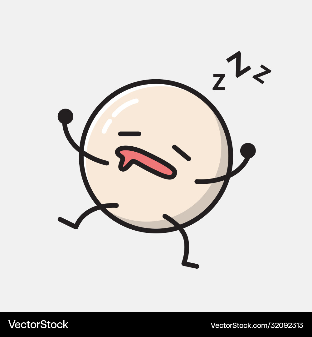 Cute white ball mascot character in flat design Vector Image