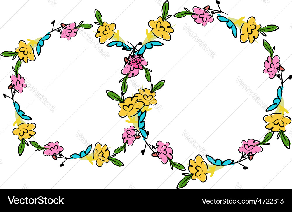 Floral wedding rings for your design Royalty Free Vector