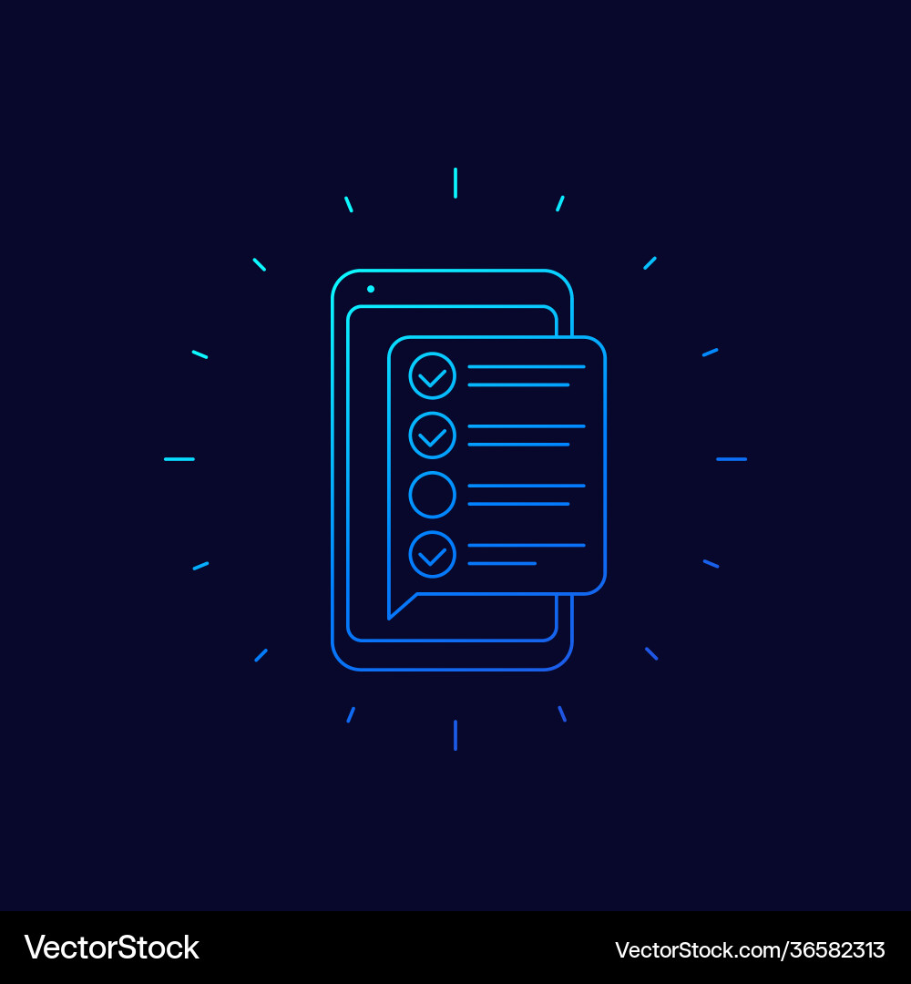 Online survey form in phone checklist icon Vector Image