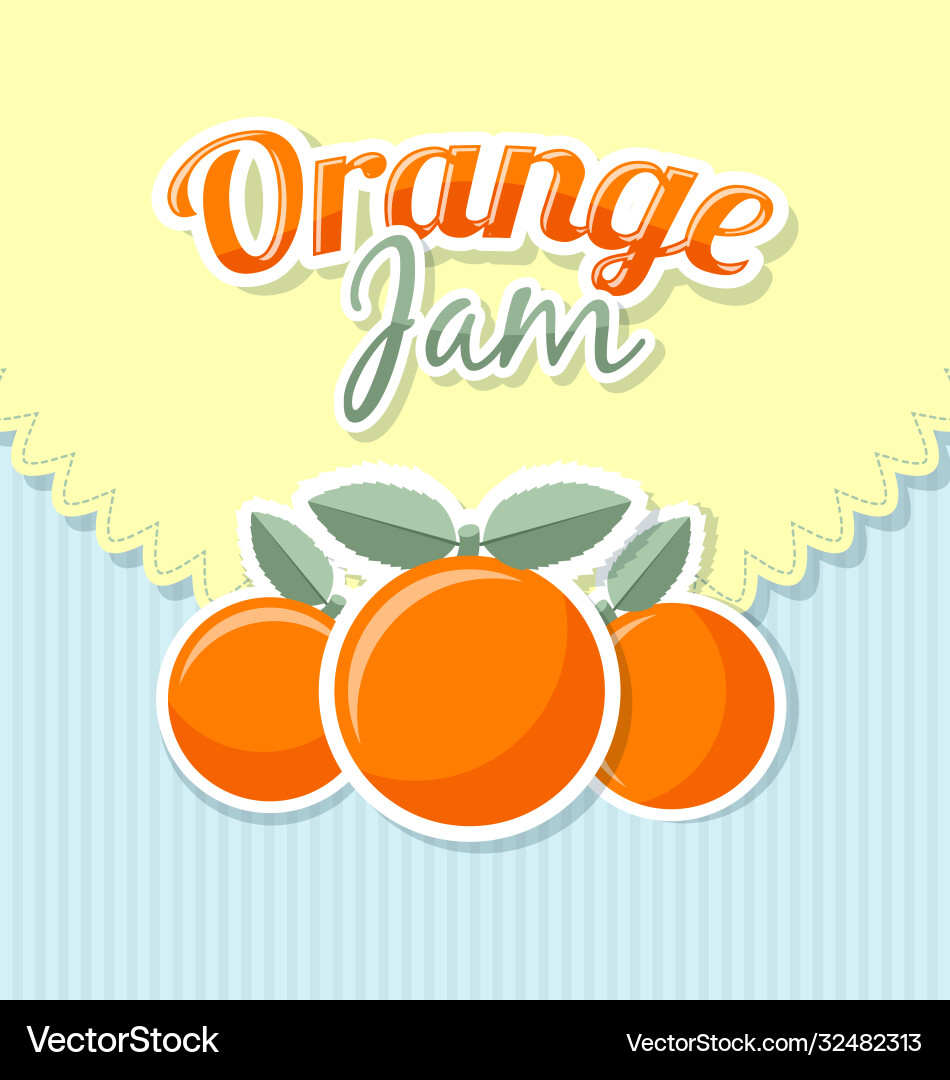 Orange jam label in retro style on striped Vector Image