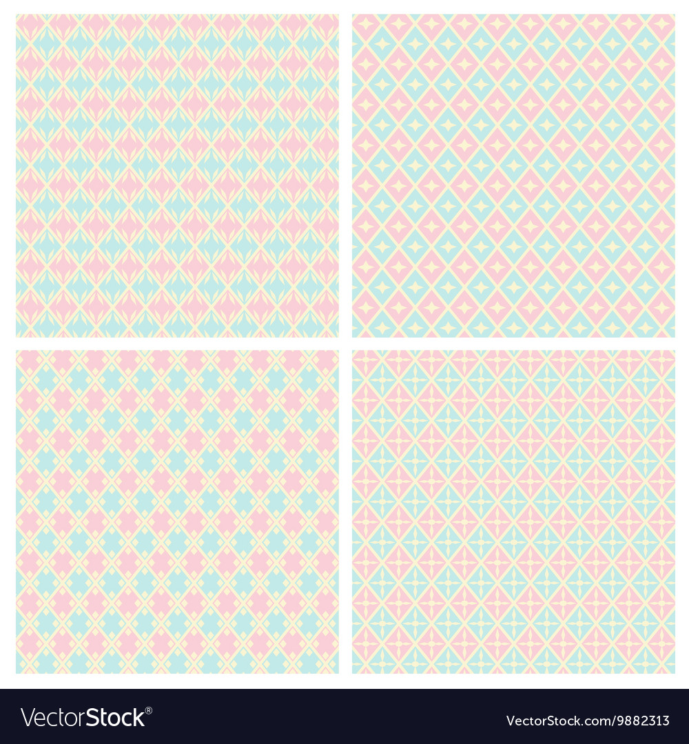 Pastel diamond shape seamless patterns Royalty Free Vector