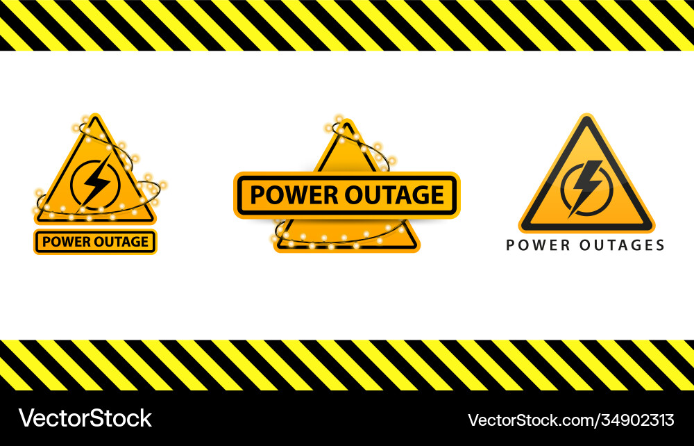 Power outage collection yellow warning signs Vector Image