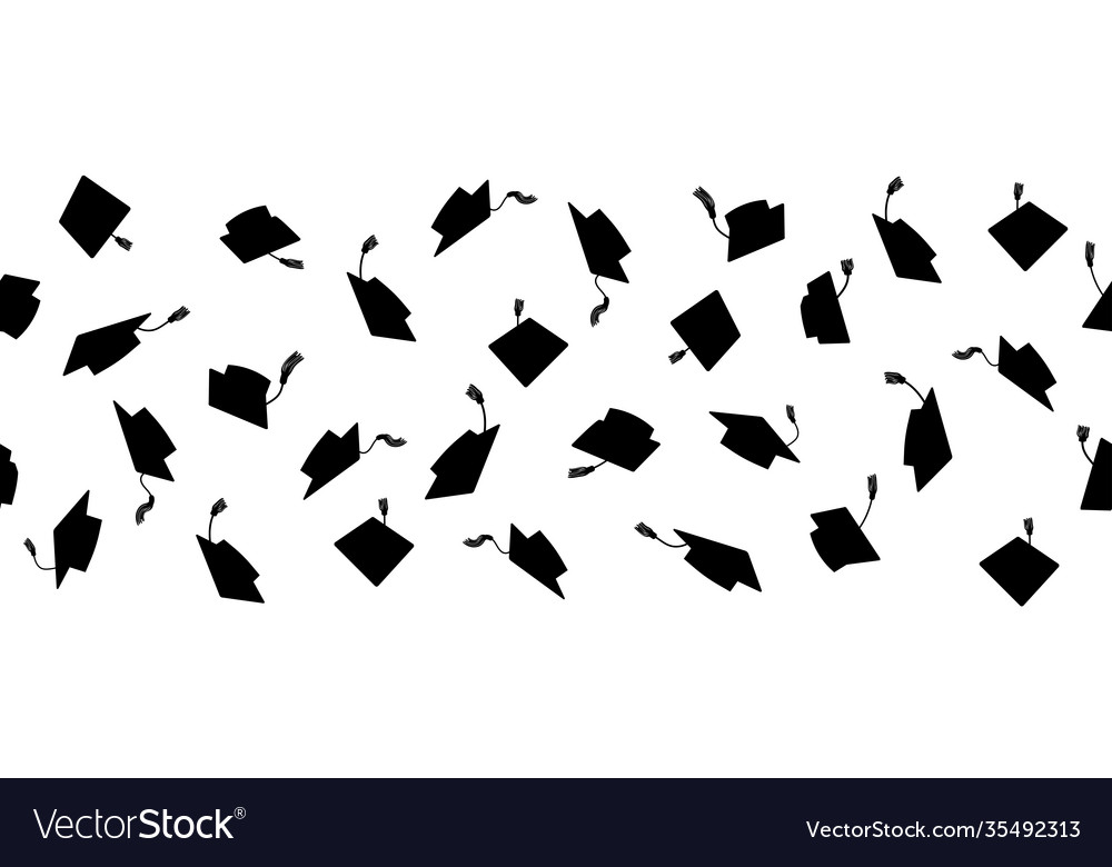 Seamless pattern throwing square academic caps Vector Image