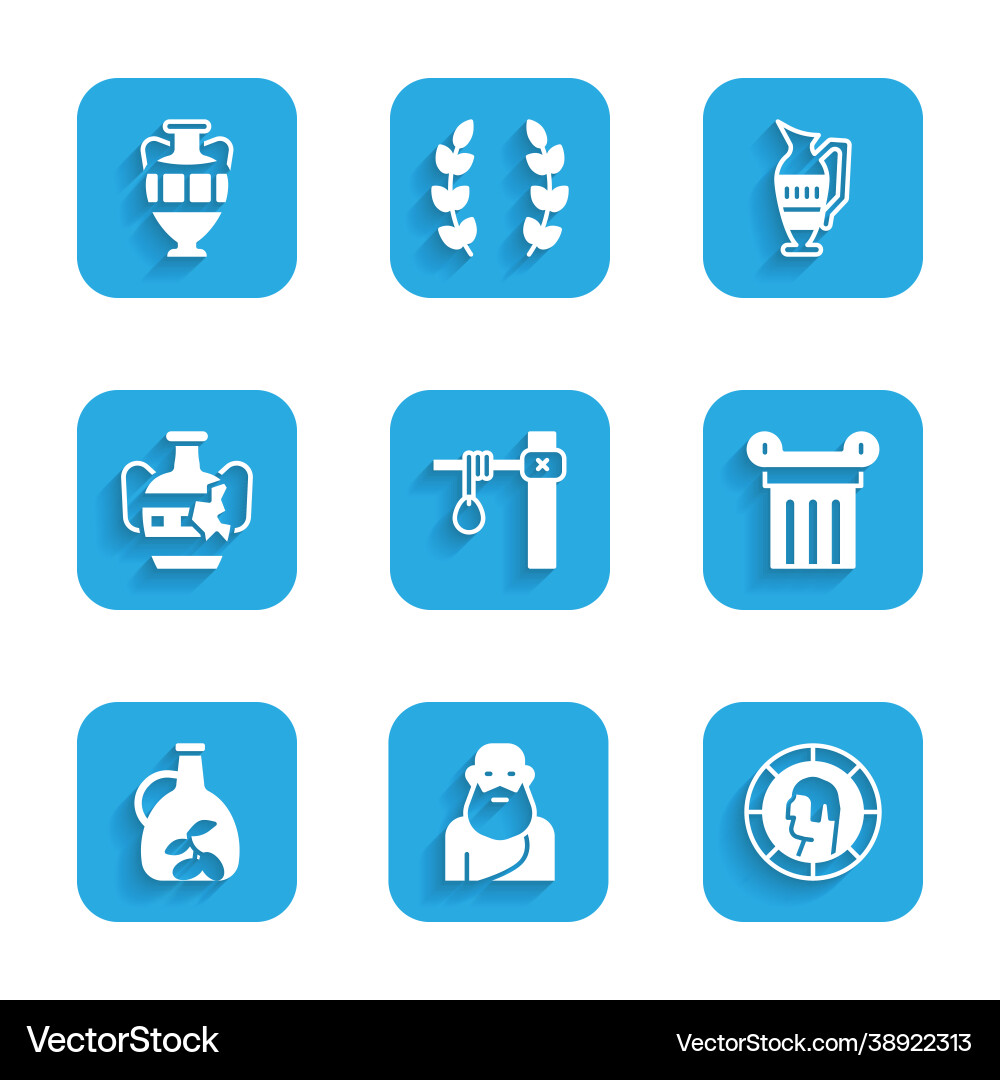 Set gallows socrates ancient greek coin column Vector Image