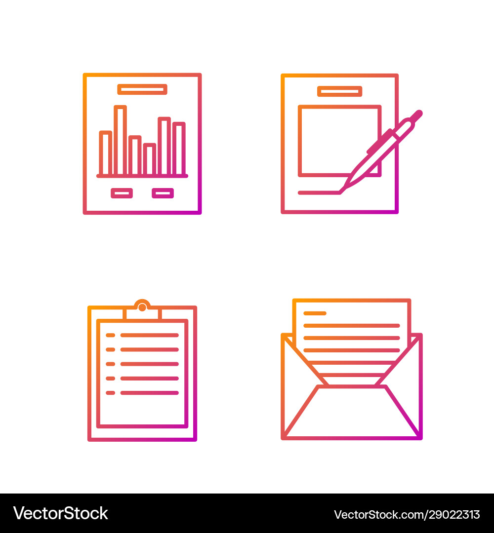 Set line mail and e-mail clipboard with checklist Vector Image