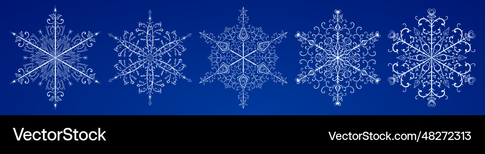 Set of complex christmas snowflakes Royalty Free Vector
